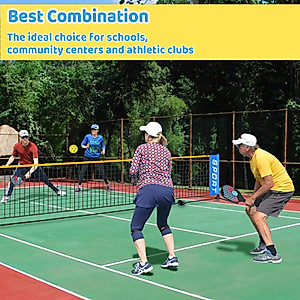 Pickleball Net, Pickleball Set with Net, Indoor Outdoor 17ft x 3-5ft Height Adjustable Pickle Ball Net, Pickleball, Badminton, and Volleyball All-in-One Net w/Pickleball Paddles, Badminton Rackets