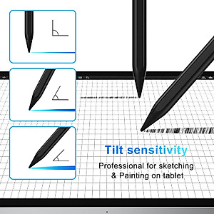 Stylus Pen for iPad Pencil with Palm Rejection Magnetic Attachment Active Pencil with Tilt Sensitivity Digital Pencil (ID716 Black)