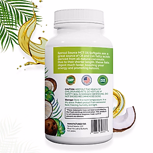 Sprout Source Keto MCT Oil Softgels 1000mg: 90-Day Supply, Premium C8 & C10 Blend for Sustained Energy and Weight Management, Made from Natural Coconut Oil, Non-GMO, Gluten-Free 90 softgels