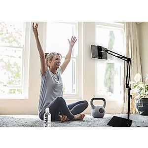 Kutatek Height and Angle Adjustable Floor Stand for iPad, iPhone, Samsung Galaxy Tablet, Kindle, Universal 360-degree Adjustable Floor Stand Holder for 3.5”~11” Devices, Max Height 59”(Black)