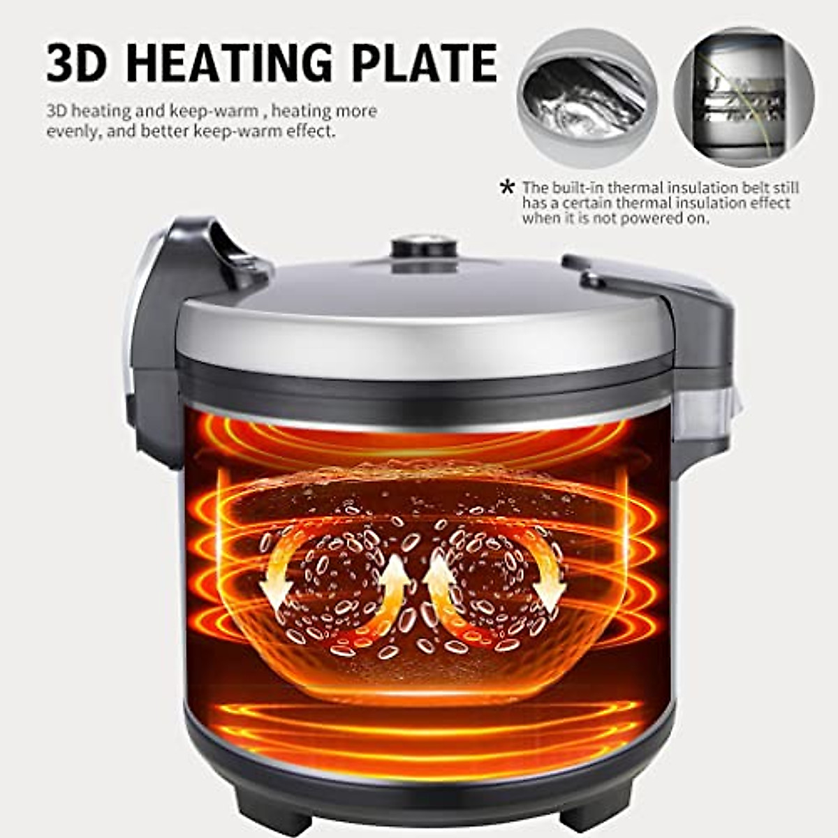 Onlicuf Commercial Electric Stainless Steel Rice Cooker 60-Cup Cooked (30-Cup UNCOOKED) 1350W for Restaurant