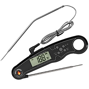 Bluetooth Digital Meat Thermometer- Dual Probe BBQ Thermometer- Cooking Thermometer with Mobile App Rechargeable Battery & Built-in Magnet-Water Resistant Instant Read Food Thermometer