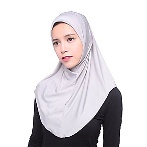 GladThink Womens Ice Silk Muslim Hijab Headscarf Light Gray