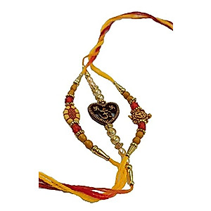 Rakhi for brother | Bracelet set of 2,3 and 4 Unique Design| Made of Brass with idol symbolic design and antique designer rakhi/bracelet | Best Gift for brother, Sister and family member. (Style 2)