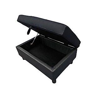 DHHU 3 Piece Living Room Furniture Set, Couch with Storage Footrest, Sectional Sofa for Home, Office, Studio, 103" x 72.5" x 32", D-L-Shaped/Black