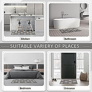 Villsure Kitchen Rugs and Mats, Non Skid Kitchen Runner Rug Absorbent Resist Dirt Kitchen Floor Mat Comfort Standing Mat Made of 100% Polypropylene Machine Washable