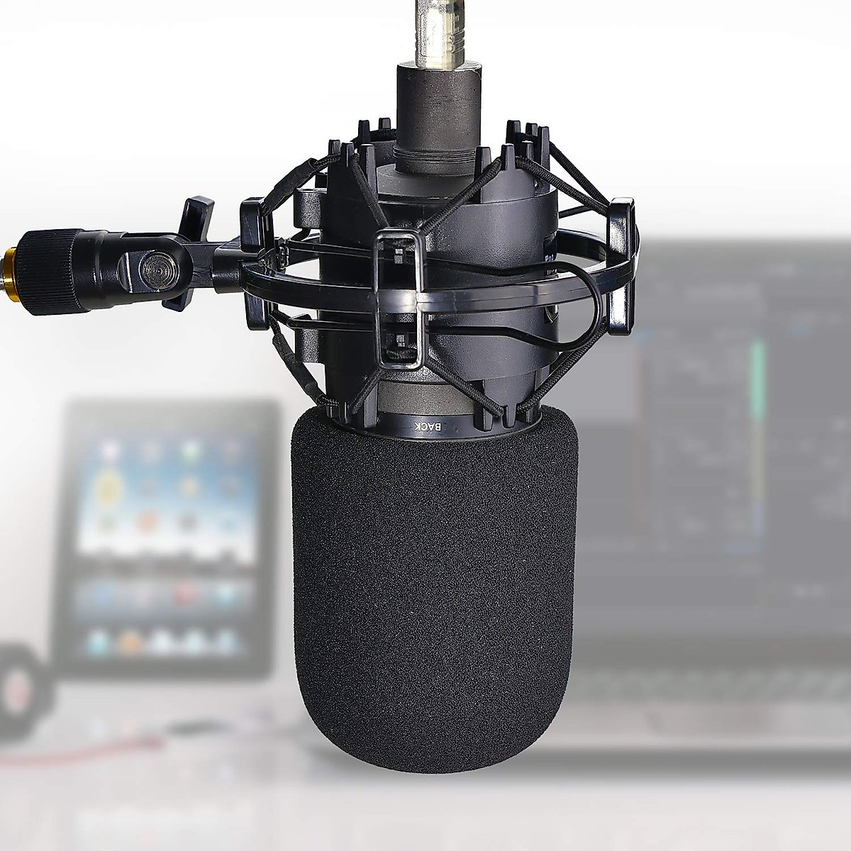 AT2020 Shock Mount with Pop Filter - Foam Windscreen with Microphone Shockmount Reduces Vibration Noise and Blocks Out Plosives for Audio Technica AT2020 AT2035 ATR2500 Condenser Mic by YOUSHARES