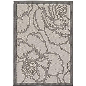 Unique Loom Botanical Collection Floral, Bohemian, Border, Coastal, Indoor and Outdoor Area Rug, 2 ft 2 in x 3 ft, Gray/Light Gray