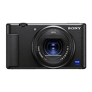 Sony ZV-1 Camera for Content Creators and Vloggers Bundle with Shotgun Microphone, Extendable Tripod with Built-in Phone Mount and Memory Card (4 Items)