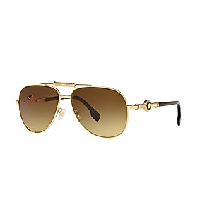 Versace Unisex Sunglasses Gold Frame, Brown Gradient Lenses, 59MM