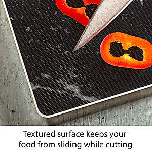CounterArt Black Marble Design 3mm Heat Tolerant Tempered Glass Cutting Board 15” x 12” Manufactured in the USA Dishwasher Safe