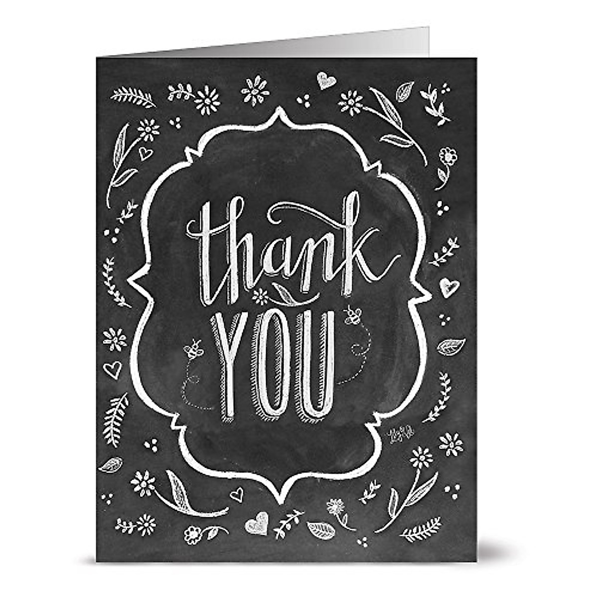 Note Card Cafe Thank You Cards with Kraft Envelopes | 36 Pack | Rustic Chalkboard Thank You | Blank Inside, Glossy Finish | for Greeting Cards, Occasions, Birthdays, Gifts