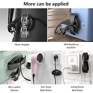 TANAAB Cord Organizer for Kitchen Appliances, 4pack Adhesive Upgraded Cord Wrap Holder Wrapper Winder Keeper for Mixer, Blender, Coffee Maker, Pressure Cooker (Black & Transparent Set)