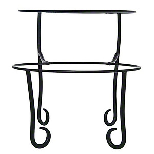 American Metalcraft TLSP1219 Wrought Iron Pizza Stand with Curled Feet, Two-Tier, 12" H x 19" W, Black