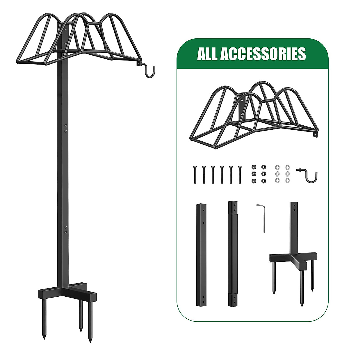 Garden Hose Holder Freestanding, Extra Thick Water Hose Stand, Heavy Duty Metal Garden Hose Storage,Garden Hose Reel, Water Hose Holders for Outside, Detachable Outdoor Hose Holder