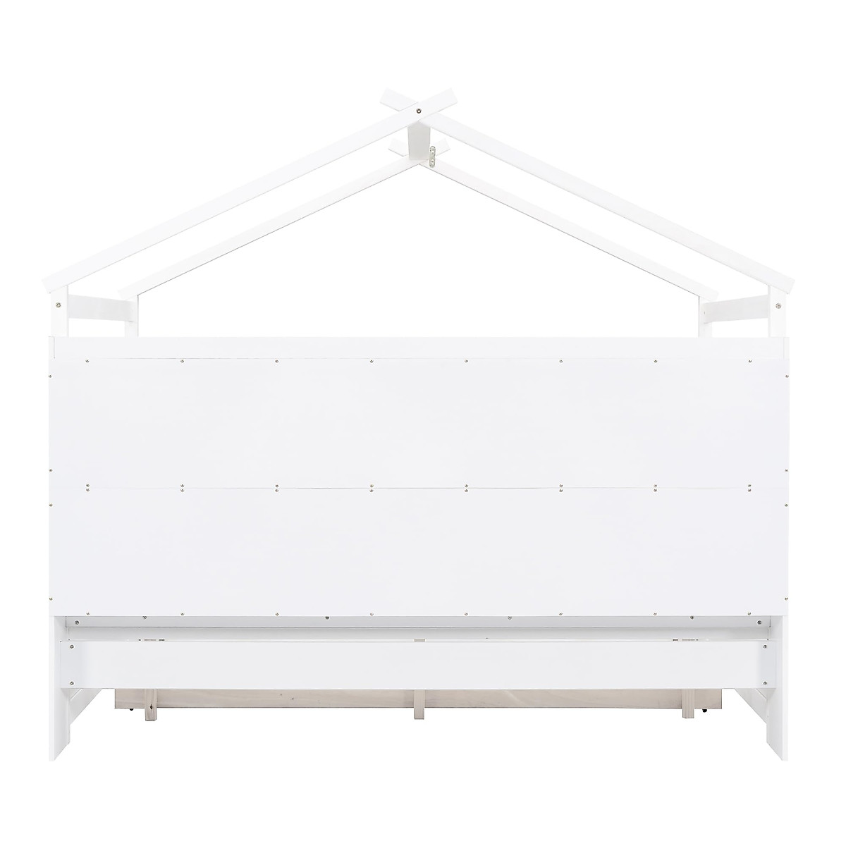 Harper & Bright Designs Full Size House Bed with Trundle, Wood Full House Bed with Storage Shelves, Full Montessori Bed for Kids with Roof for Girls, Boys,Brushed White
