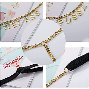 Custom Waist Chain for Women, Personalized DIY Name Alphabet Underwear Panties Body Jewelry Chain Birthday Valentine's Day Gift (1-10 letters, Blue)