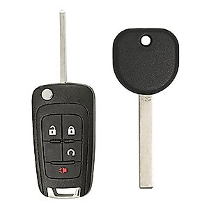 Keyless2Go Replacement for Keyless Remote 4 Button Flip Car Key Fob for OHT01060512 with Uncut Transponder Ignition Car Key High Security Laser Sidemill B119 HU100
