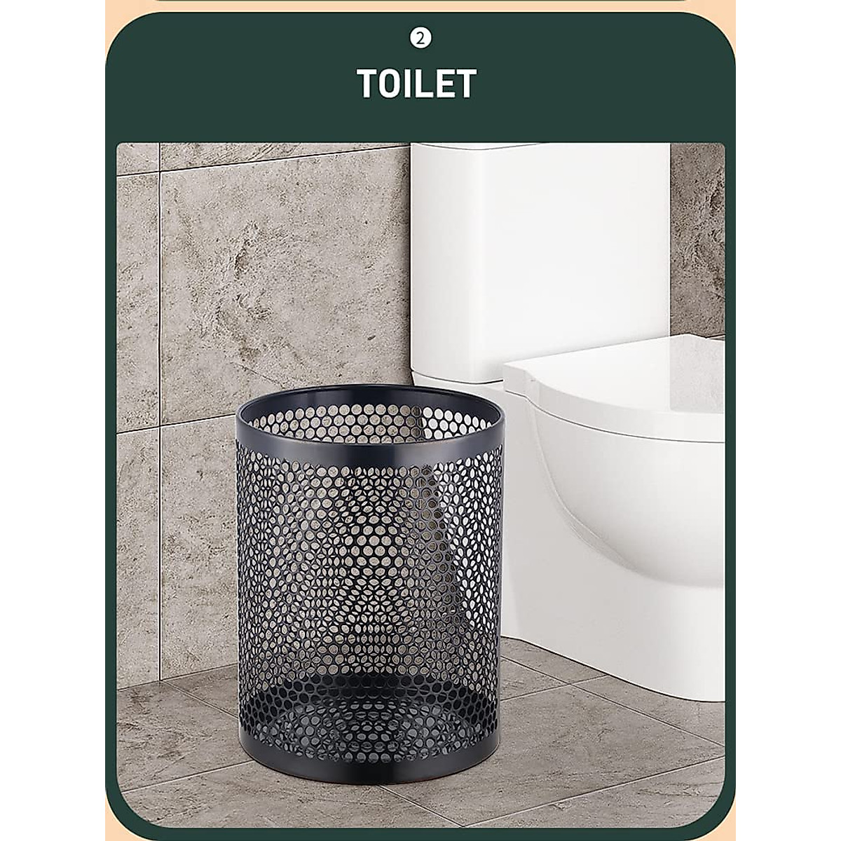 QOBIMOON Mesh Wastebasket Round Mesh Stainless Steel Wastebasket Trash Can Recycling Bin for Home, Office, Bathroom, Bedroom & Kitchen, 3.5 Gallon / 12L, 11" H x 10" D Garbage Can -Rainbow Color