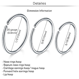 MODRSA Nose Rings 20g Nose Rings Studs L Shape Nose Piercings Stainless Steel Nose Rings Hoops Diamond Heart Hypoallergenic Nostril Nose Piercing Jewelry for Women Men Silver Rose Gold Black Rainbow