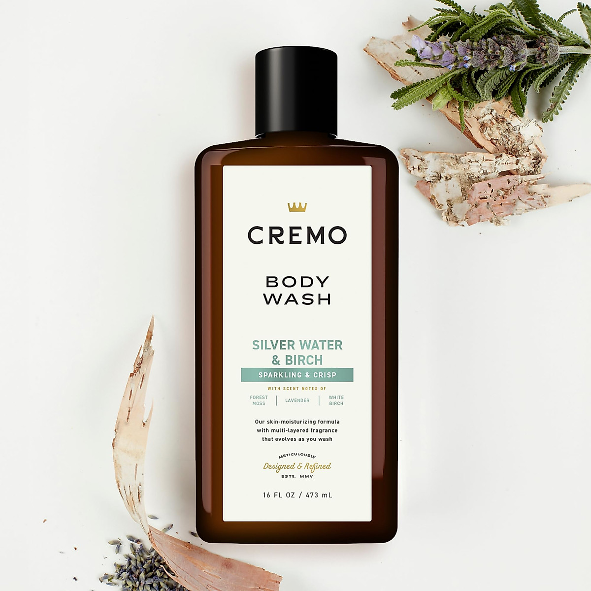 Cremo Rich-Lathering Silver Water & Birch Body Wash, A Revitalizing Combination of Glacier-Fed Streams and White Birch 16 Fl Oz (2-Pack)