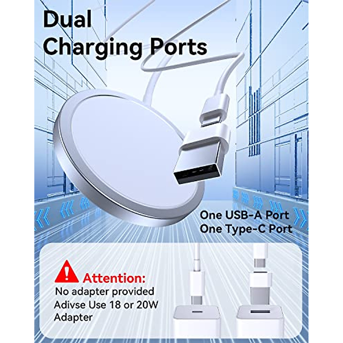 2 Pack Magnetic Wireless Charger 15W Fast Mag-Safe Charger for iPhone 14/13/12 Series and AirPods 3/2/Pro (Mag-Safe Charger Silver)