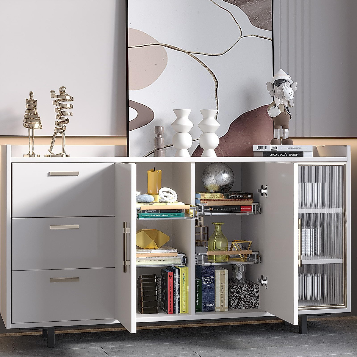 jkxoo 2Pack Expandable Pull Out Cabinet Organizer, Adjustable Width:17.1~28''W x 22.5''D Under Sink Organizer, Drawer Storage Shelves for Kitchen, Bathroom, Closet, Pantry, Cupboard, Pots, Pans