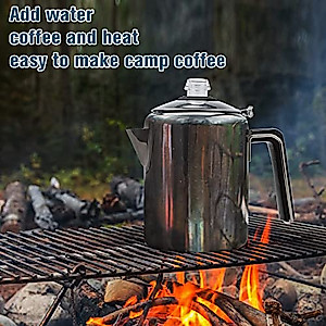 Hillbond Coffee Percolator Stainless Steel Camping Coffee Pot Outdoors 9 Cup Percolator Coffee Pot for Campfire or Stove Top Coffee Making