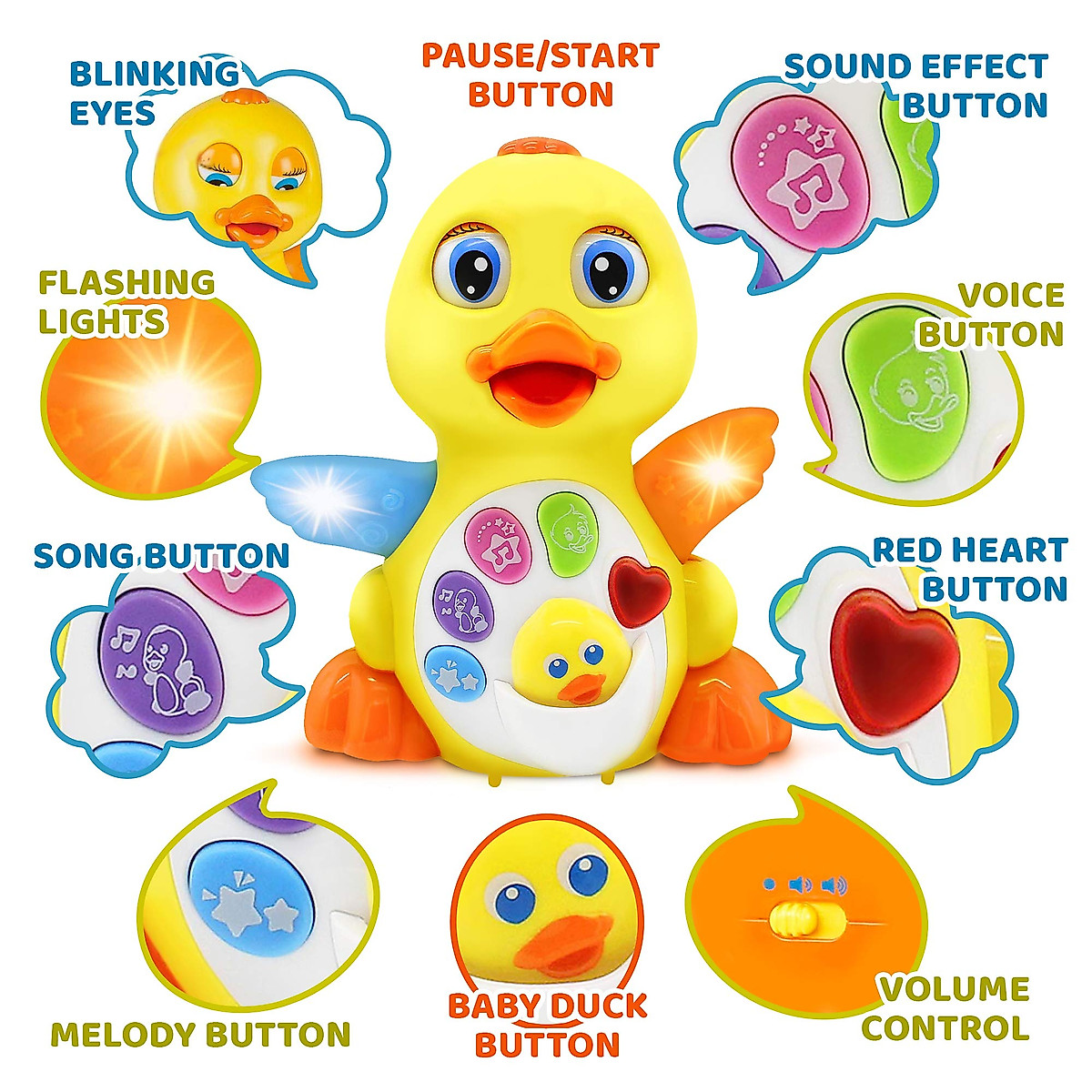Stone and Clark Dancing Easter Duck w/Lights and Music – Toddler Learning & Crawling Baby Toys – Baby Musical and Light up Toys for 1 Year Old Boy & Girl