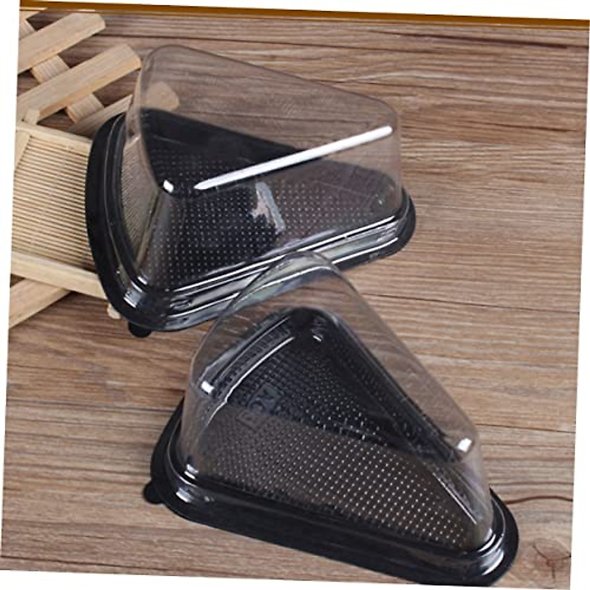 Anneome 10pcs Box Mini Cake Boxes Mini Plastic Containers Cake Stand with Cover Sandwich Take Out Container Bake Packaging Supplies Black Cake Stand Sandwich Box Triangle Box Packing Box