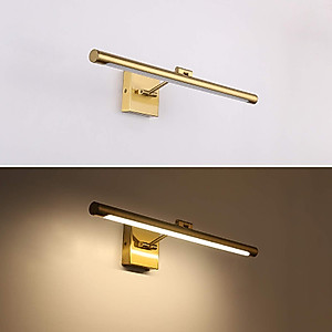 LED Picture Light Fixtures 24.4 Inches, Full Metal Artwork Wall Lamp with Single Swing Arm, 14W (70W Eqv.), Hardwire Connection, Non-Dimmable, 3000K Warm White, CRI80+, Golden-Like Brass Finish