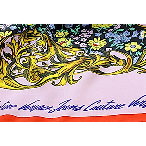 Versace Jeans Couture Baroque Floral Multicolor Pure Silk Scarf for Womens
