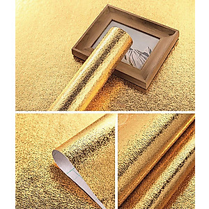 Emoyi Kitchen Golden Oil Proof Waterproof Paper Aluminum Foil Backsplash Sticker Stove Cabinet Liner Decor Self Adhesive Wallpapers 24''x79''
