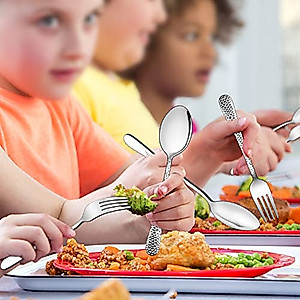 LIANYU 10-Piece Kids Silverware Set, Includes 5 Kid Spoons, 5 Kid Forks, Stainless Steel Toddler Utensils Children Flatware Set, Child Preschooler Cutlery Set, Dishwasher Safe