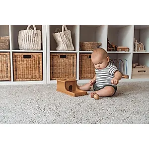 Montessori Object Permanence Box - Wooden Ball Drop Toy for Babies - Develops Spatial Awareness & Cognitive Skills - Engaging and Educational Roll and Play Toy up to 1 Year Old Infant