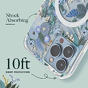 Rifle Paper Co. iPhone 13 Pro Case - 10ft Drop Protection - Compatible with MagSafe & Wireless Charging - Floral 6.1" Case for iPhone 13 Pro, Anti Scratch Shock Absorbing Materials - Garden Party Blue