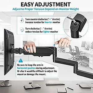 MOUNTUP Triple Monitor Stand Mount - 3 Monitor Desk Mount for Computer Screens Up to 27 inch, Triple Monitor Arm with Gas Spring, Heavy Duty Monitor Stand, Each Arm Holds Up to 17.6 lbs, MU0006
