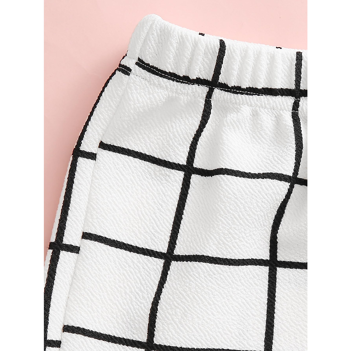 SOLY HUX Girl's 2 Piece Outfits Colorblock Butterfly Tee Top and Plaid Pants Set Black White 10Y