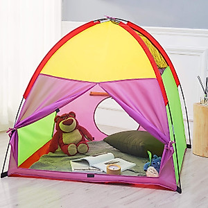 ATDAWN Kids Play Tent, Pop Up Tent for Kids, Camping Playground, Indoor/Outdoor Children Playhouse for Boys and Girls, Rainbow Color (L)