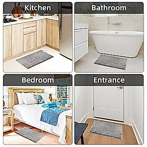 VMVN Bathroom Rugs,Soft Chenille Bath Mat Bath Rugs,Durable Thick Mats for Bathroom Floor Non Slip,Super Absorbent Bath Rug,Soft Thick Shower Rug,16”x24”,Machine Washable