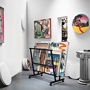 MEEDEN Art Print Rack - Art Drying Rack with Rolling Casters - Metal Print Display Rack for Artworks, Posters, Prints - Black