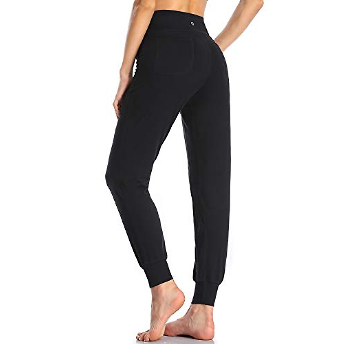 MOVE BEYOND Women's Buttery Soft Yoga Joggers 4 Pockets High Waist Lightweight Sweatpants Running Lounge Pants, Black, M