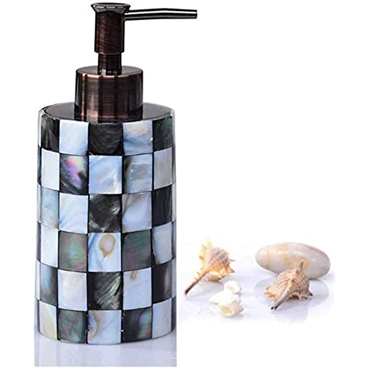 Soap Dispenser for Bathroom Kitchen, Housewares 6-Pieces Bathroom Accessory Set Bright-Colored Mosaic Shell Bathroom Accessories Set Bath Ensemble/Lotion Dispenser