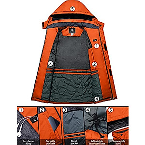 GEMYSE Men's Mountain Waterproof Ski Snow Jacket Winter Windproof Rain Jacket (Orange,X-Large)