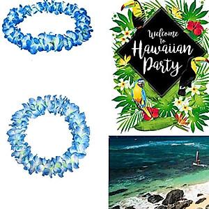 Thicken 41 Inch Blue Hawaiian Leis for Graduation Party, Dance Party, Photo Prop in Outdoors (12 Pcs)