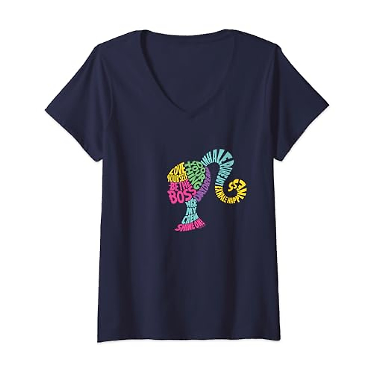 Barbie - Empowering Phrases Silhouette V-Neck T-Shirt