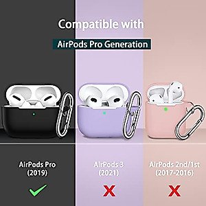 R-fun AirPods Pro Generation Case Cover with Cleaner kit and Replacement Ear Tips(XS/S/M/L), Full Protective Silicone for Apple AirPods Pro 2019 Charging Case - Black