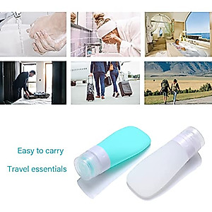 2 Pcs Silicone Travel Bottles,2oz Leak Proof Refillable Squeeze Containers with Transparent Carry Bag,Small Empty Travel Size Bottles for Shampoo,Conditioner,Lotion,Toiletries