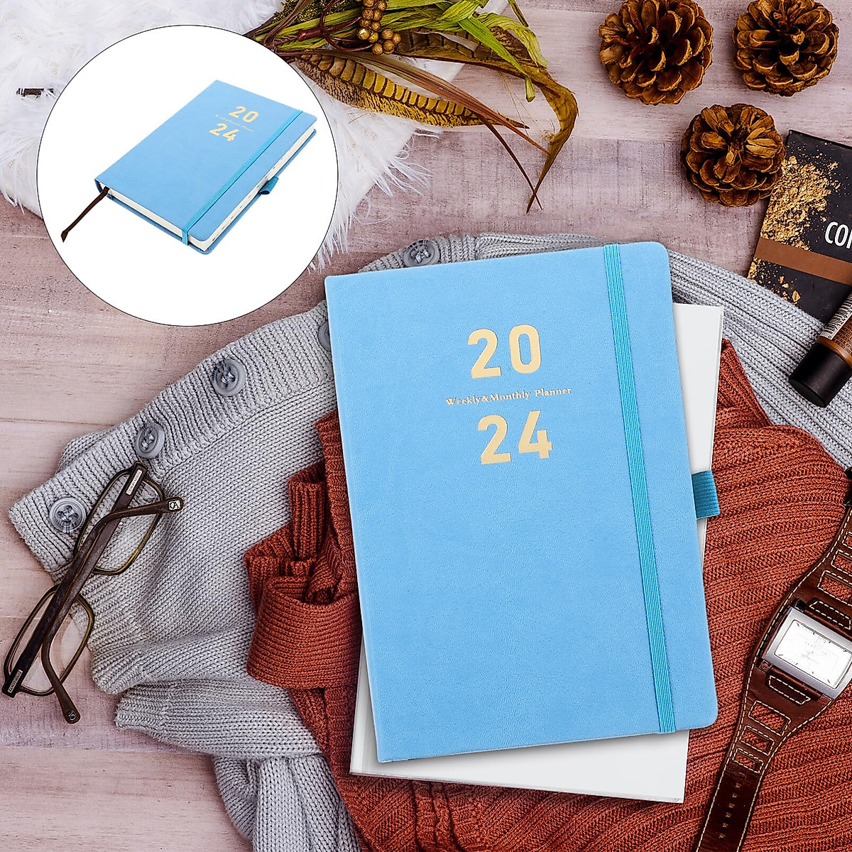 2024 Agenda Book Office Imitation Leather Diary Multifunction