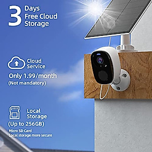 Rraycom 2K QHD Color Night Vision Solar Security Cameras Wireless Outdoor, 5200mah Battery, IP65 Waterproof, Two-Way Audio, AI Motion Detection, Alexa Compatible-3PACK BW4 with Solar Panel